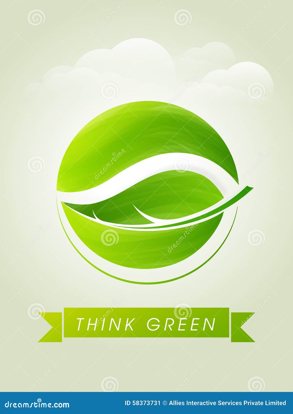 Think Green Template, Banner or Flyer Design. Stock Illustration ...