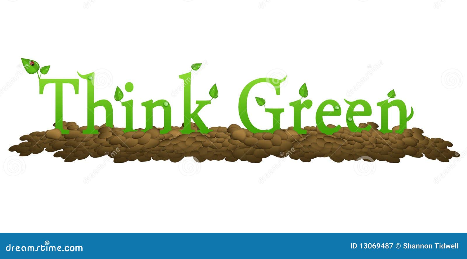 Think Green To Save Our Environment Stock Illustration - Illustration ...