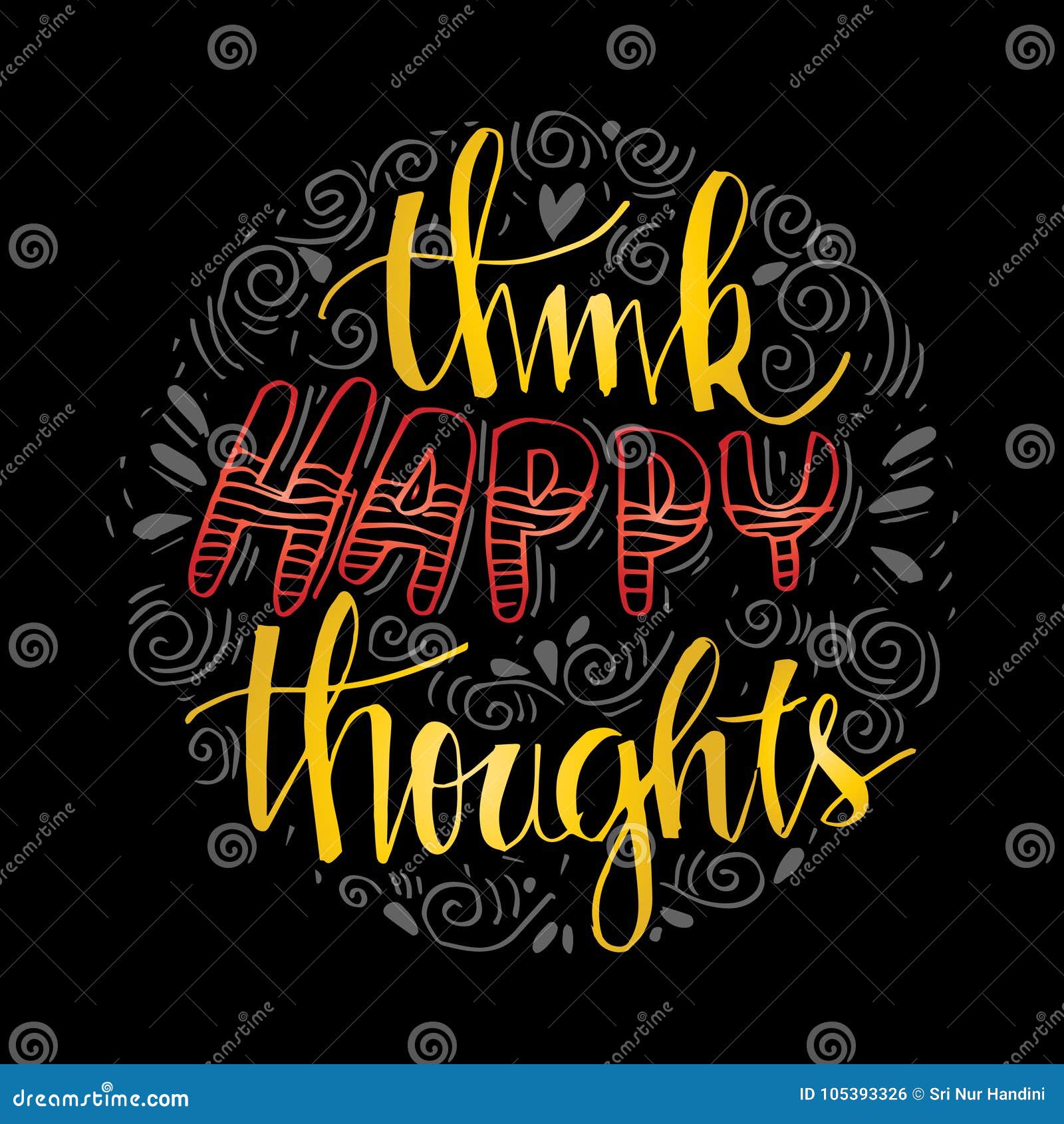 Think happy thought. stock vector. Illustration of hand - 105393326