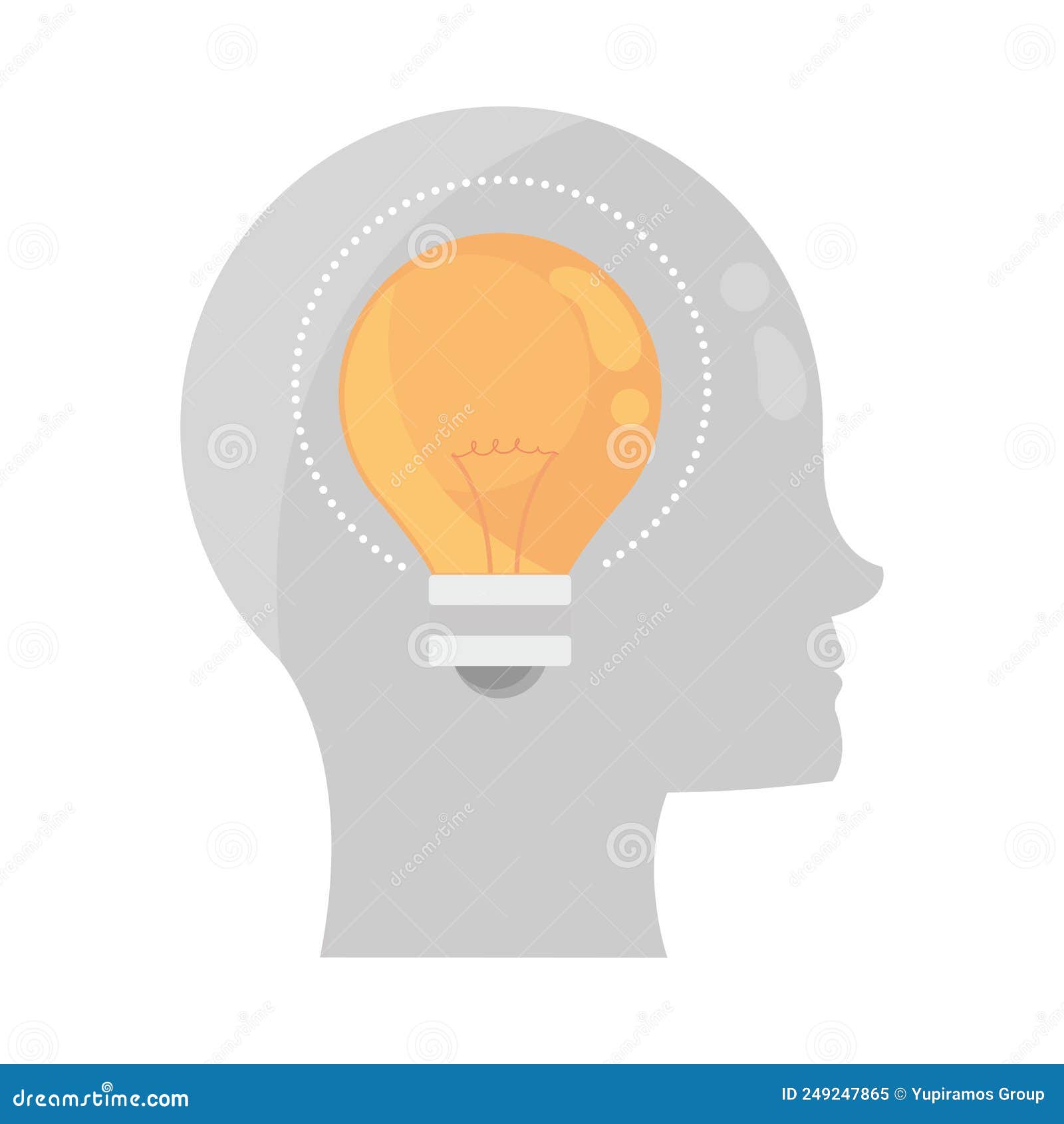 Think head with bulb stock vector. Illustration of isolated - 249247865