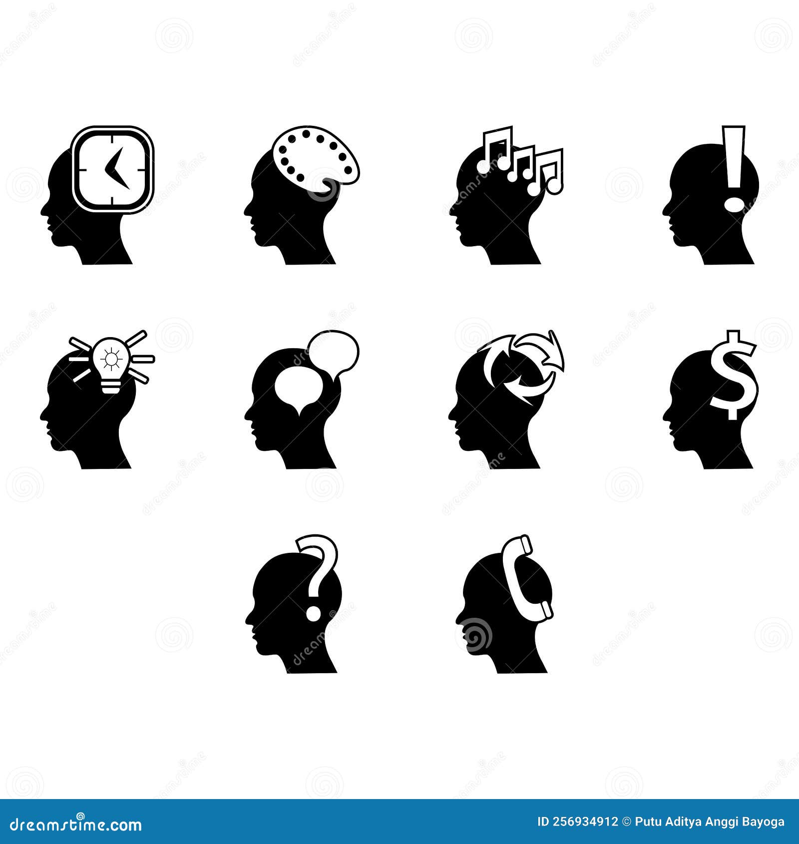 Think icon set stock vector. Illustration of telephone - 256934912