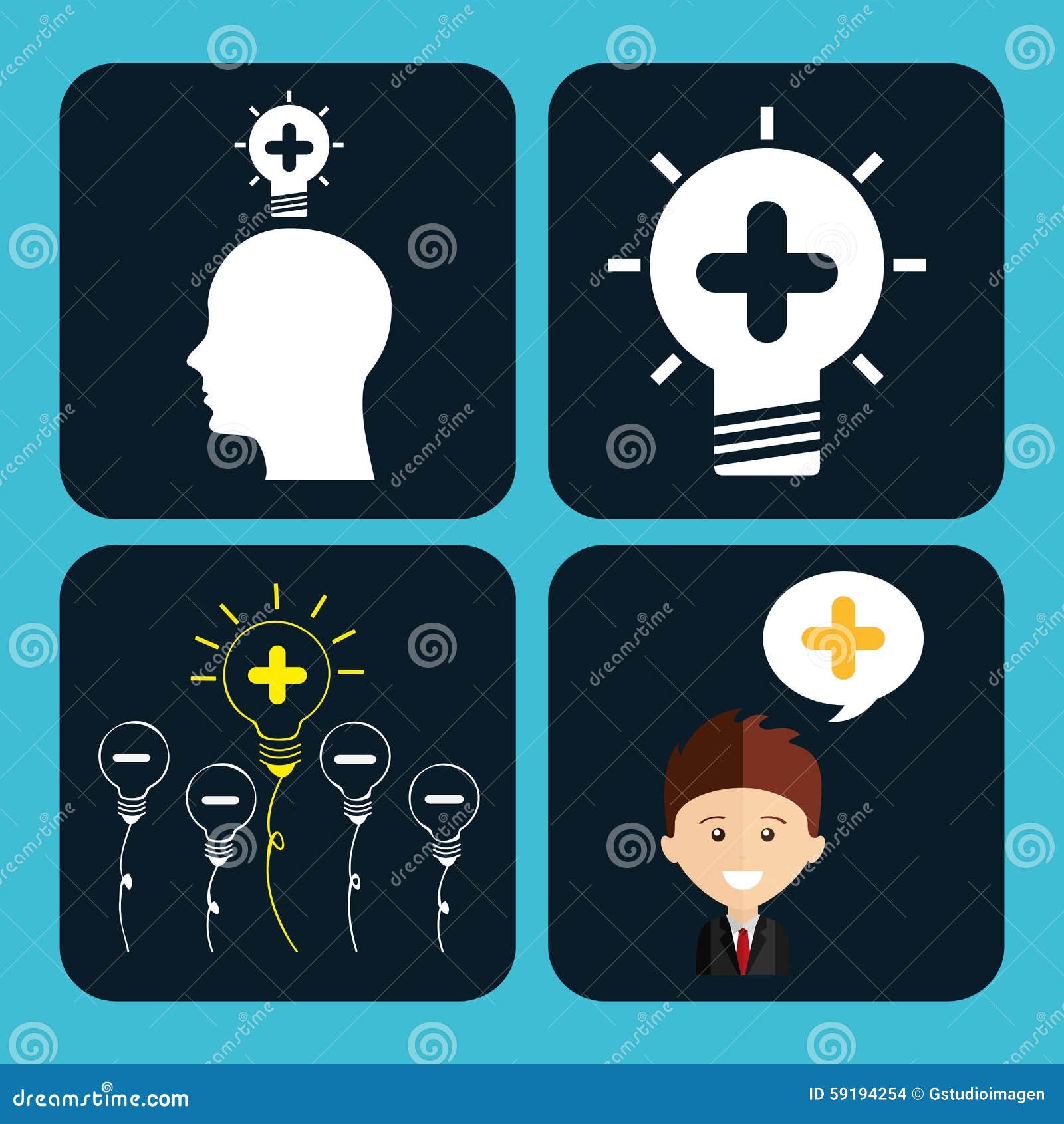 Think icons stock vector. Illustration of solution, profile - 59194254