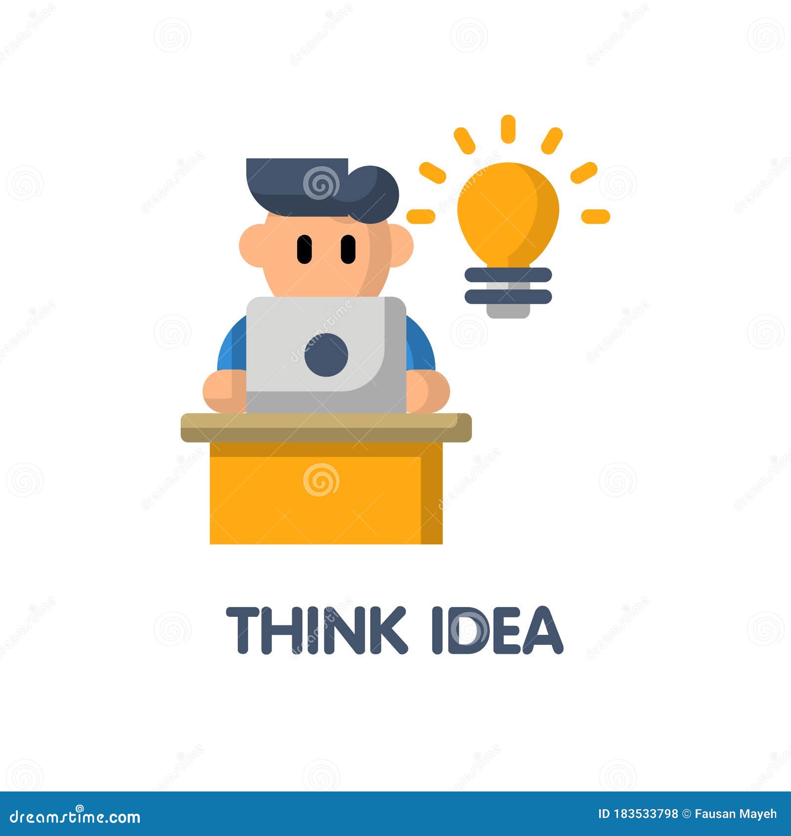 Think Idea Flat Icon Style Design Illustration on White Background ...