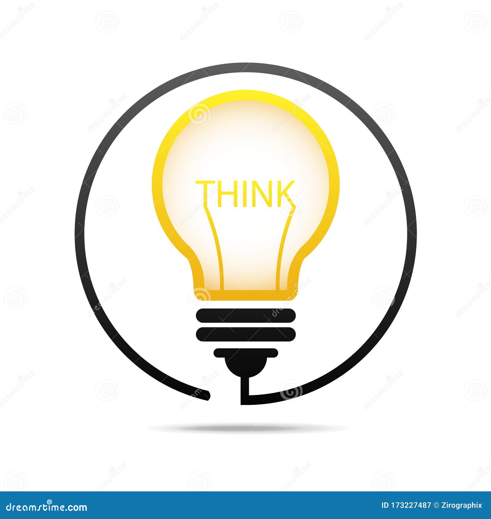 Think Idea Light Bulb Vector Icon on White Background Stock ...