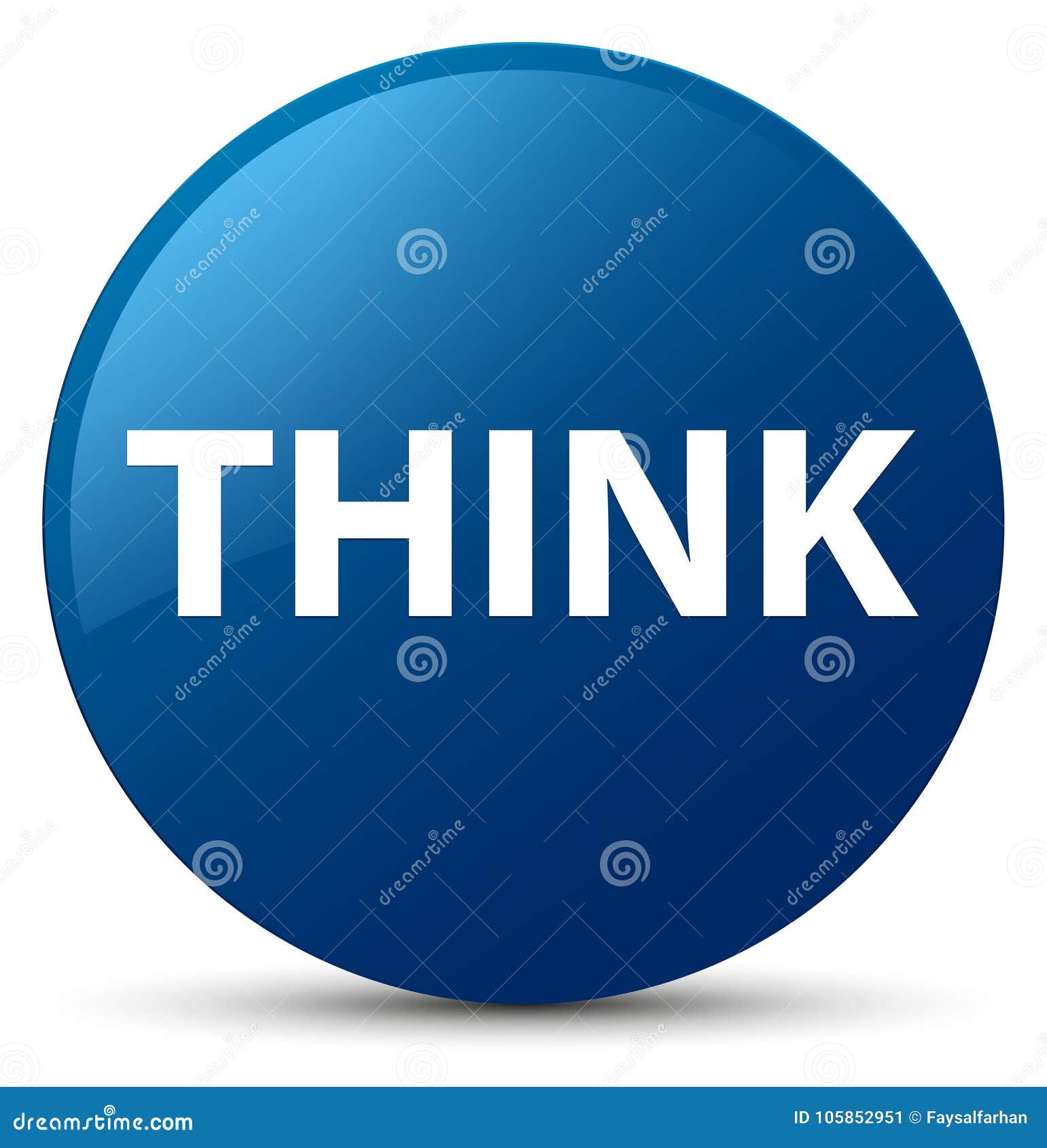 Think blue round button stock illustration. Illustration of think ...