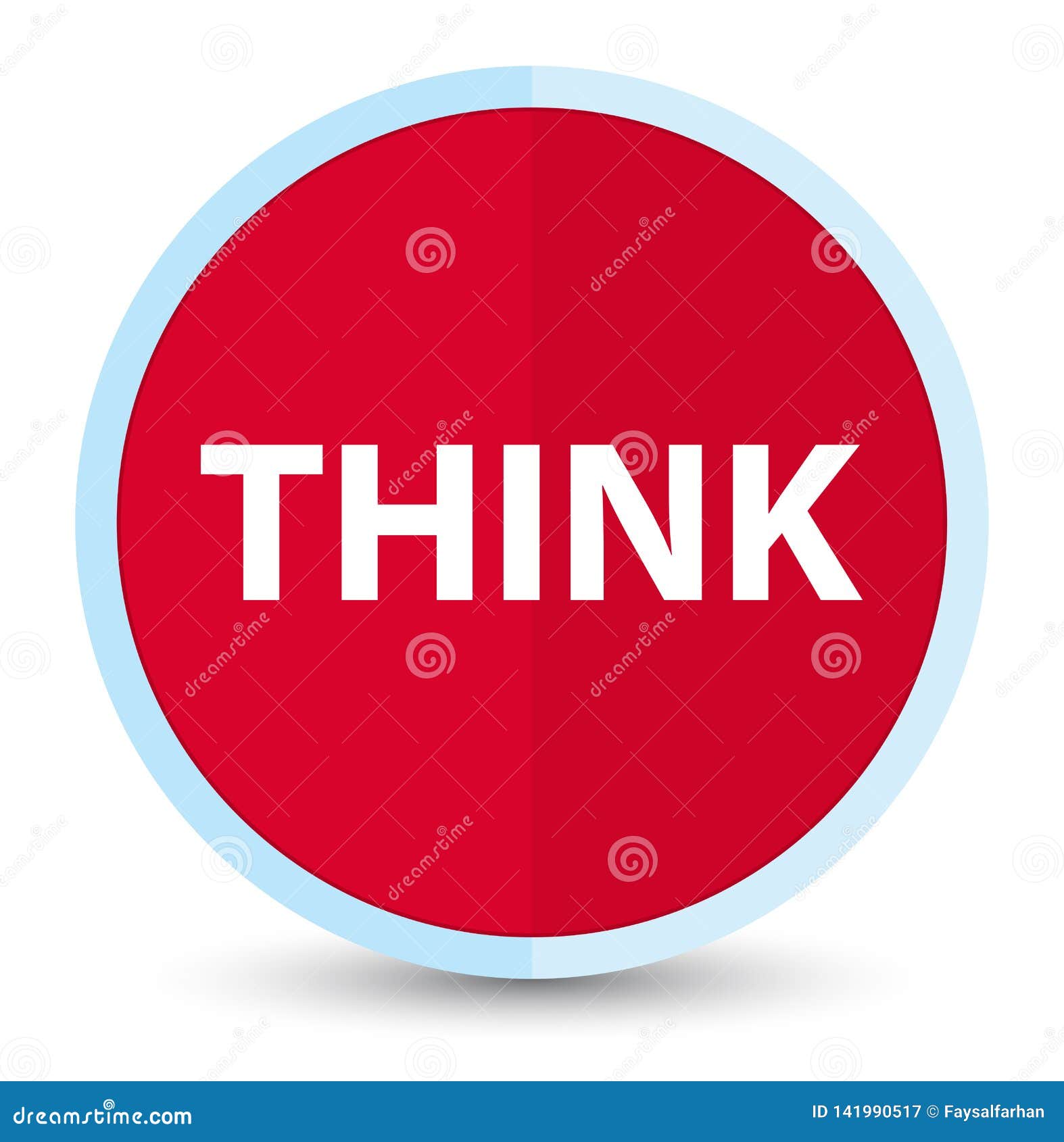 Think Flat Prime Red Round Button Stock Vector - Illustration of ...