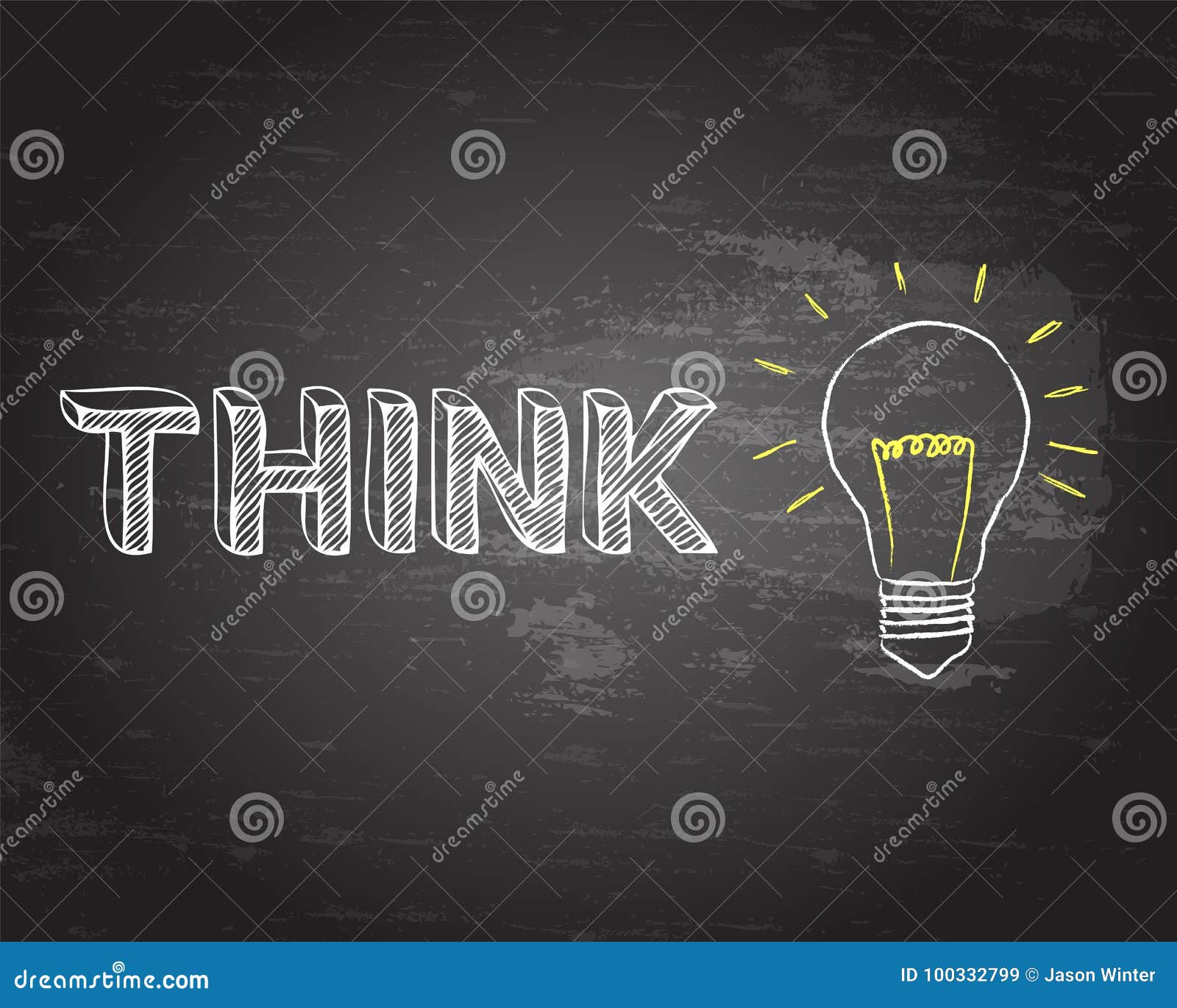 Think Light Bulb Blackboard Stock Vector - Illustration of chalk ...