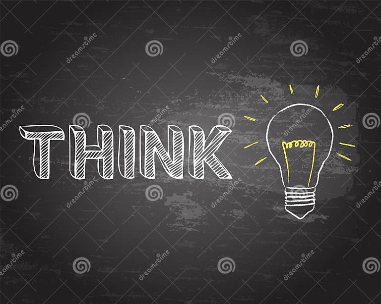 Think Light Bulb Blackboard Stock Vector - Illustration of chalk ...
