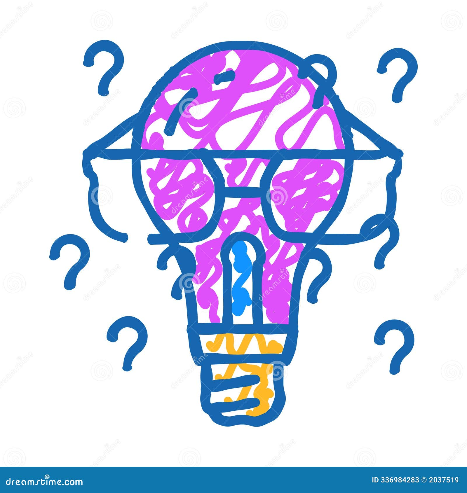 Think Light Bulb Icon Doodle Illustration Stock Vector - Illustration ...