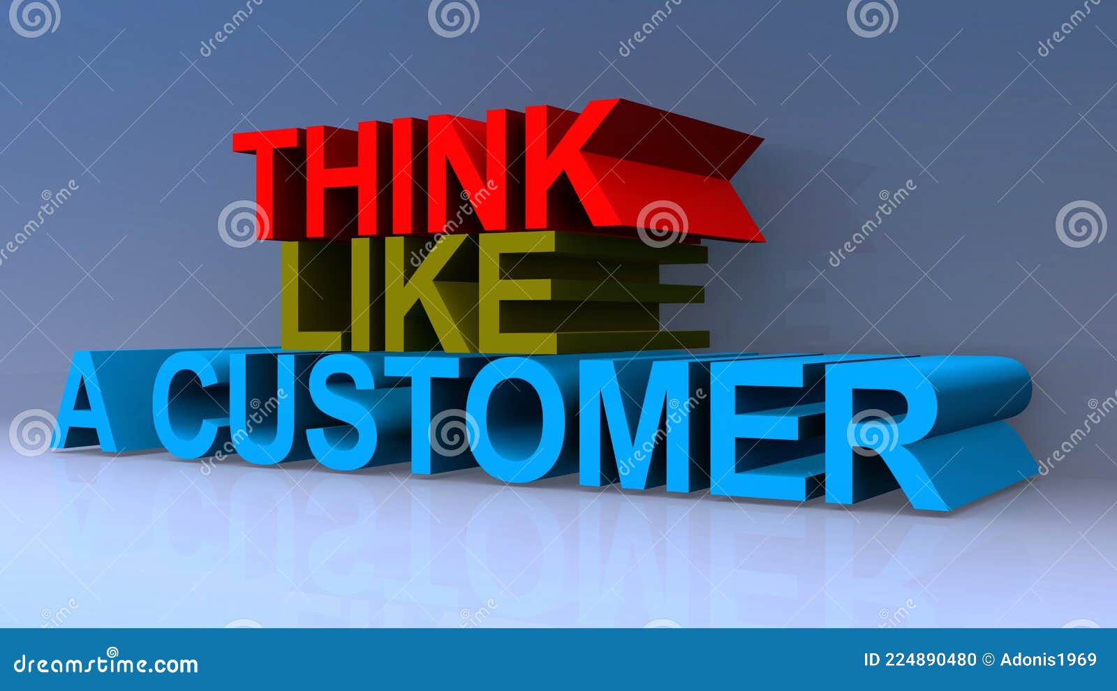 Think Like a Customer on Blue Stock Illustration - Illustration of ...
