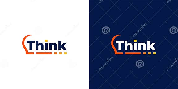 Simple Think Logo. Wordmark Think and Lamp, Lightbulb with Modern Style ...
