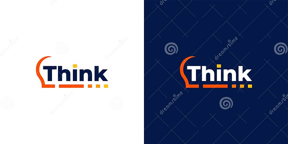 Simple Think Logo. Wordmark Think and Lamp, Lightbulb with Modern Style ...