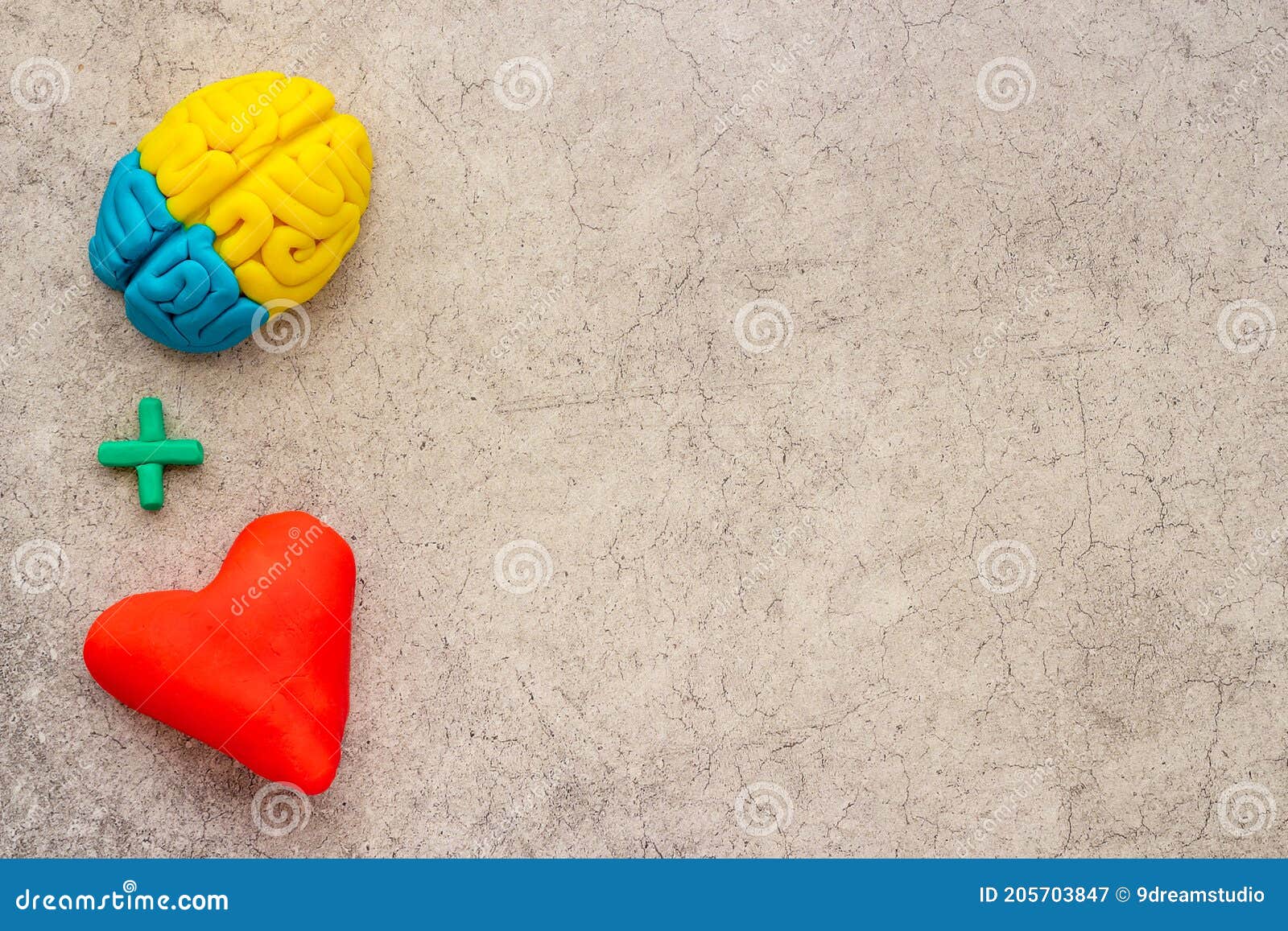 Think with Love - Heart and Brain Concept, Top View Stock Image - Image ...