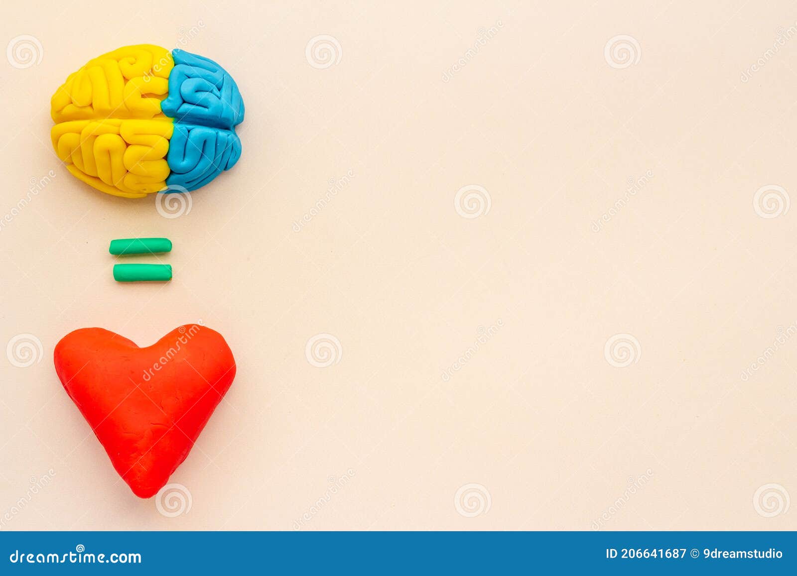 Think with Love - Heart and Brain Concept, Top View Stock Image - Image ...