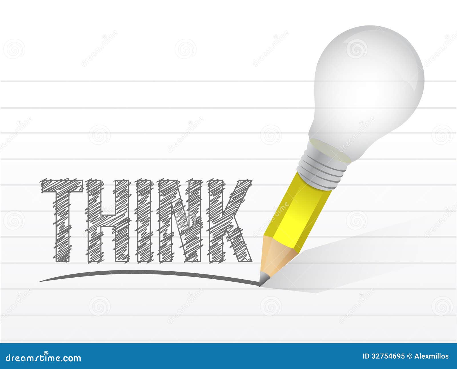 Think Message Written with a Light Bulb Pencil. Stock Illustration ...
