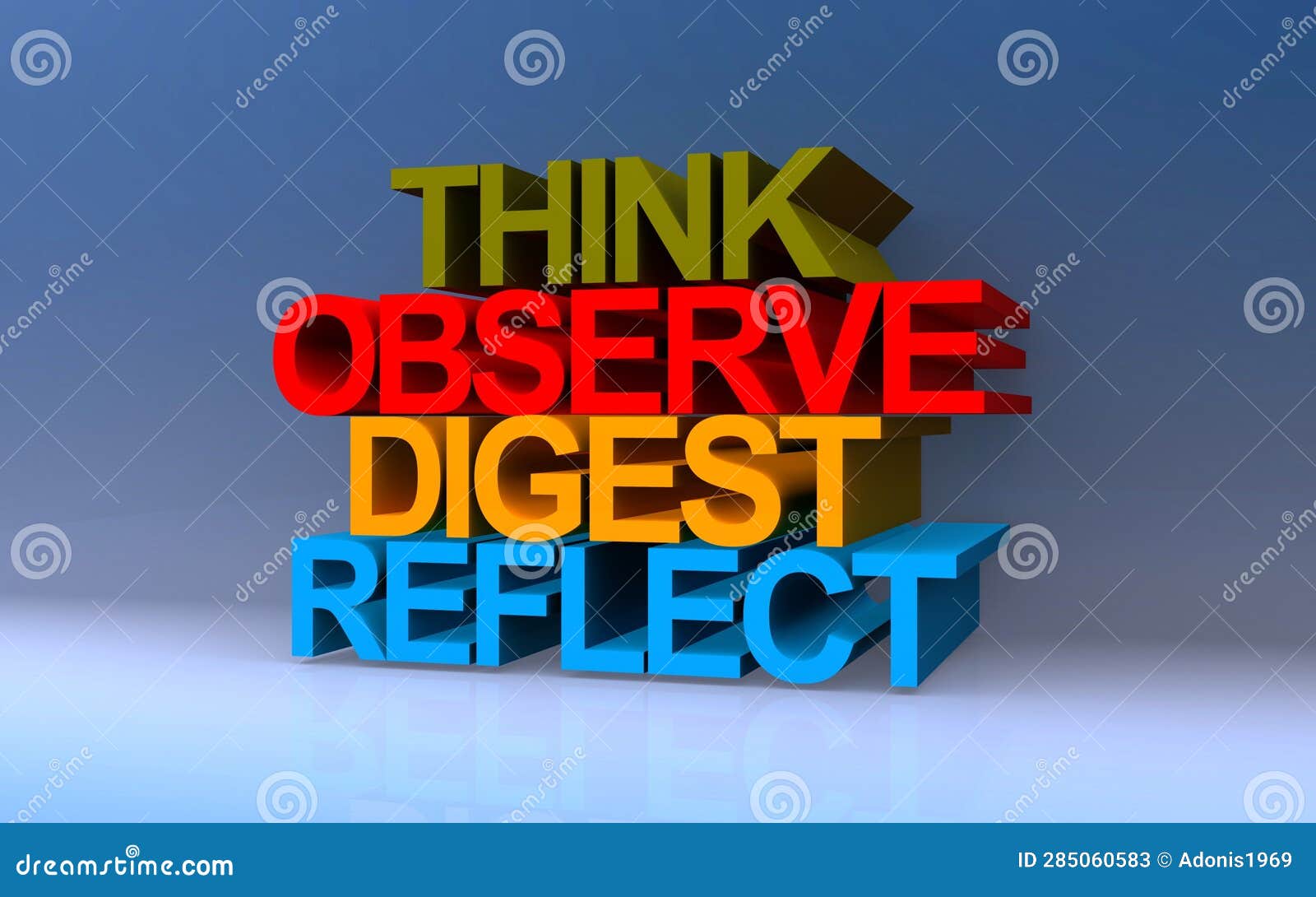 Think Observe Digest Reflect on Blue Stock Illustration - Illustration ...
