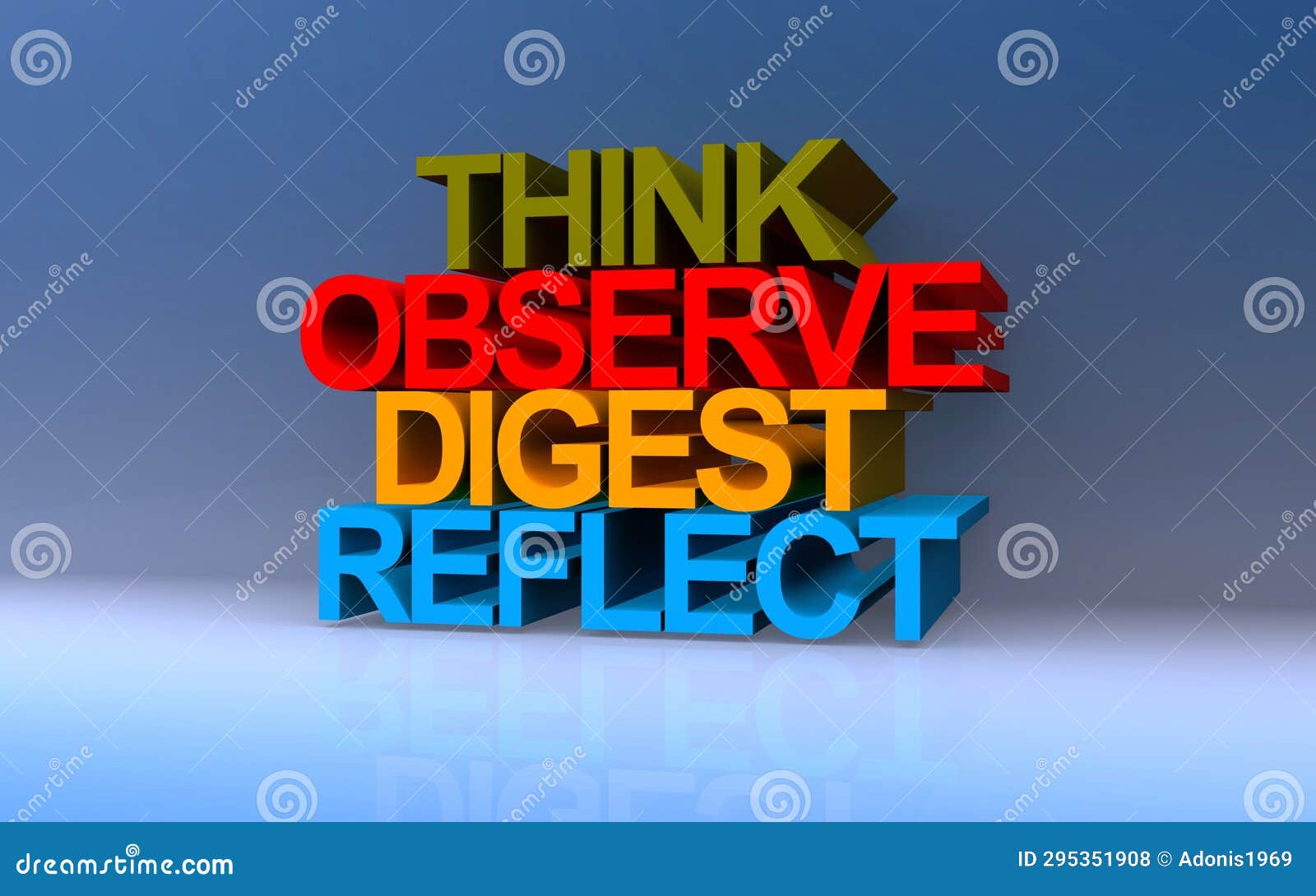 Think, Observe, Digest, Reflect on Blue Stock Illustration ...