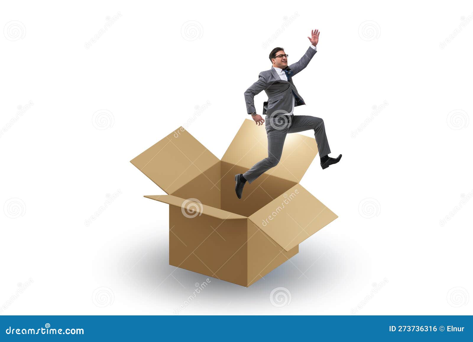 Think Out of Box Concept with Businessman Stock Photo - Image of growth ...