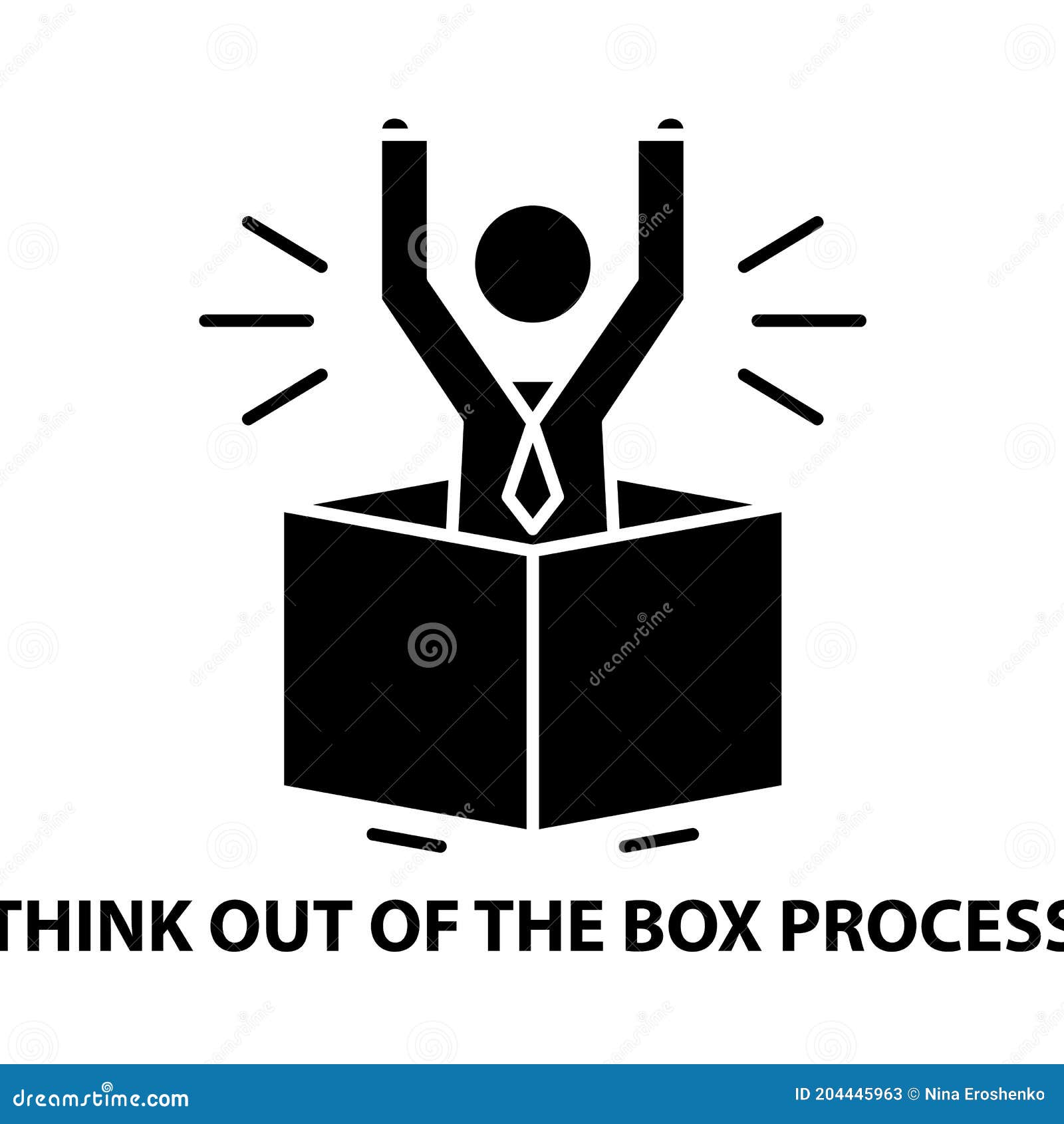 Think Out of the Box Process Icon, Black Vector Sign with Editable ...