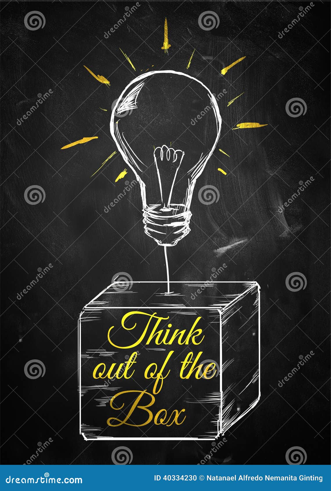 Think Out of Box Sketch Bulb Stock Photo - Image of electric, creator ...