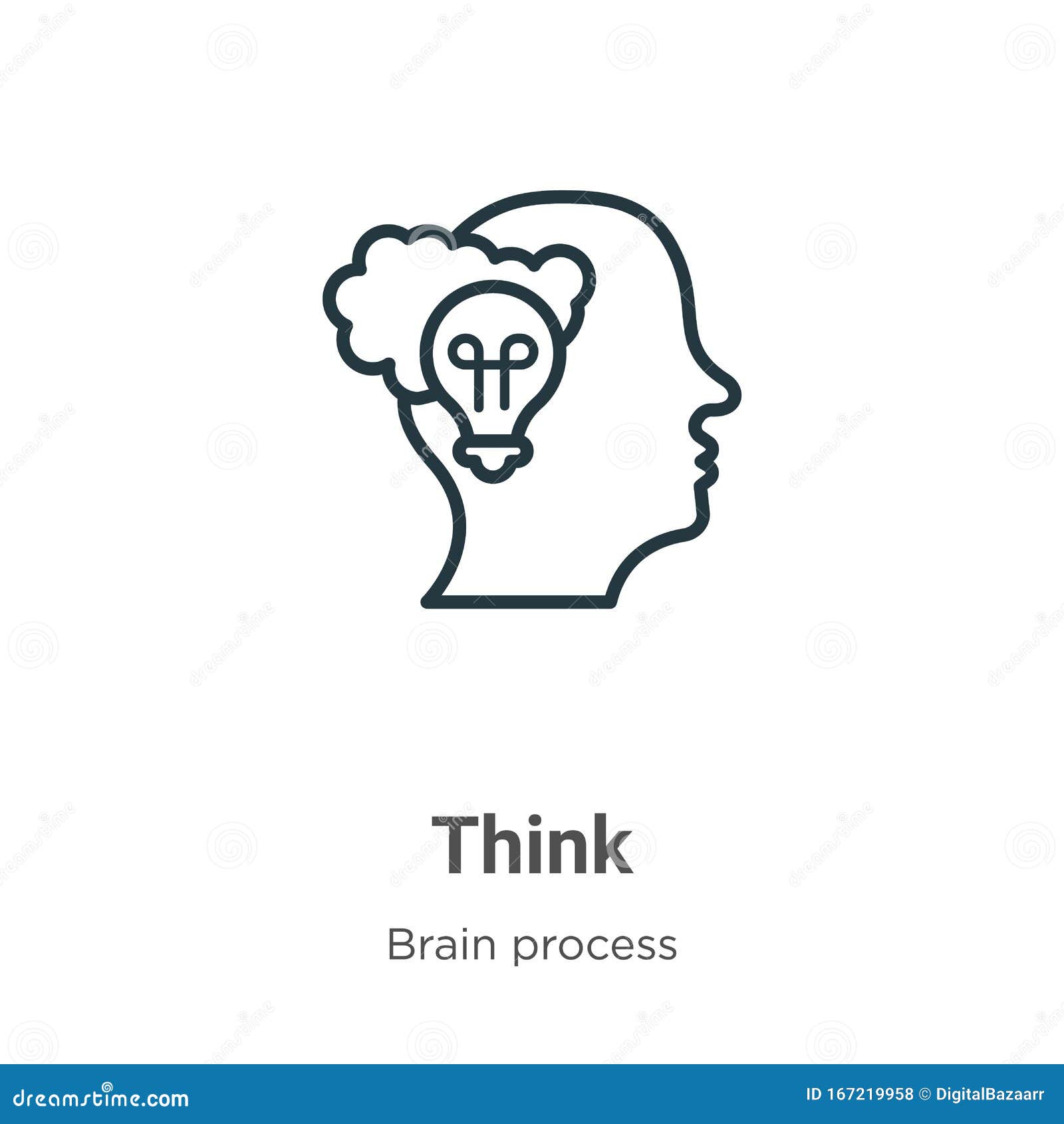 Think Outline Vector Icon. Thin Line Black Think Icon, Flat Vector ...