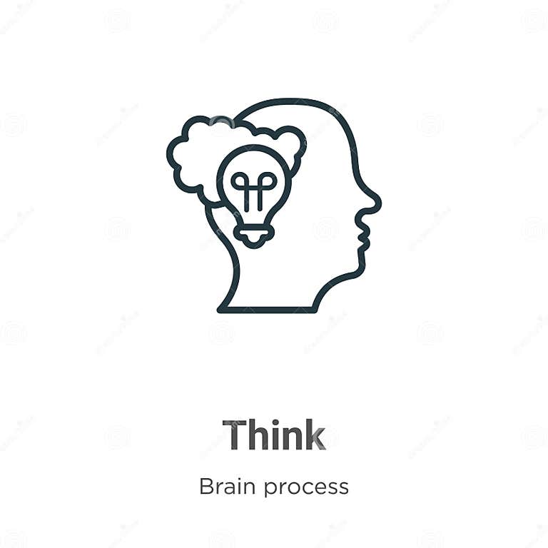 Think Outline Vector Icon. Thin Line Black Think Icon, Flat Vector ...