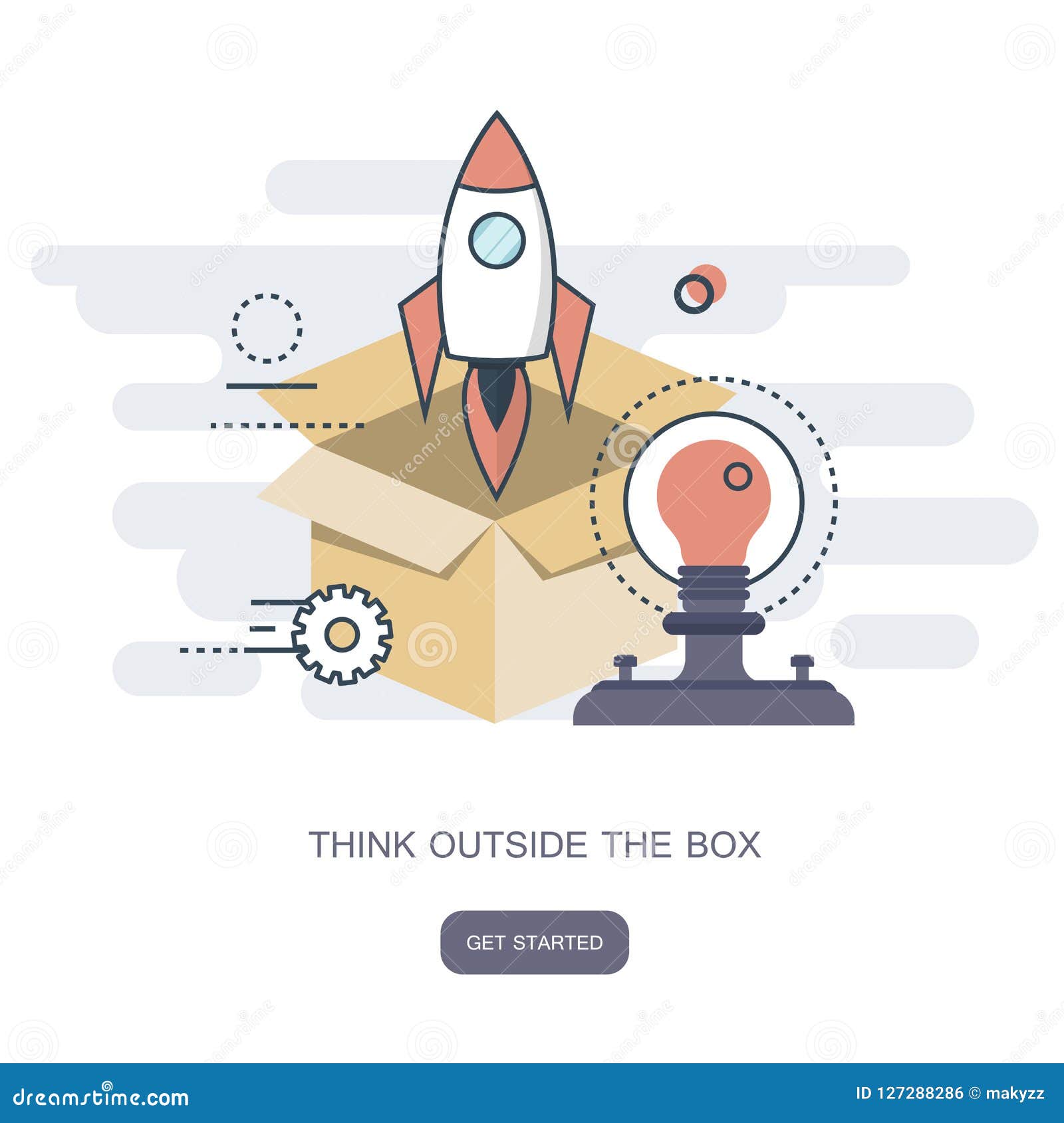 Think Outside the Box Business Concept. Flat Vector Stock Illustration ...