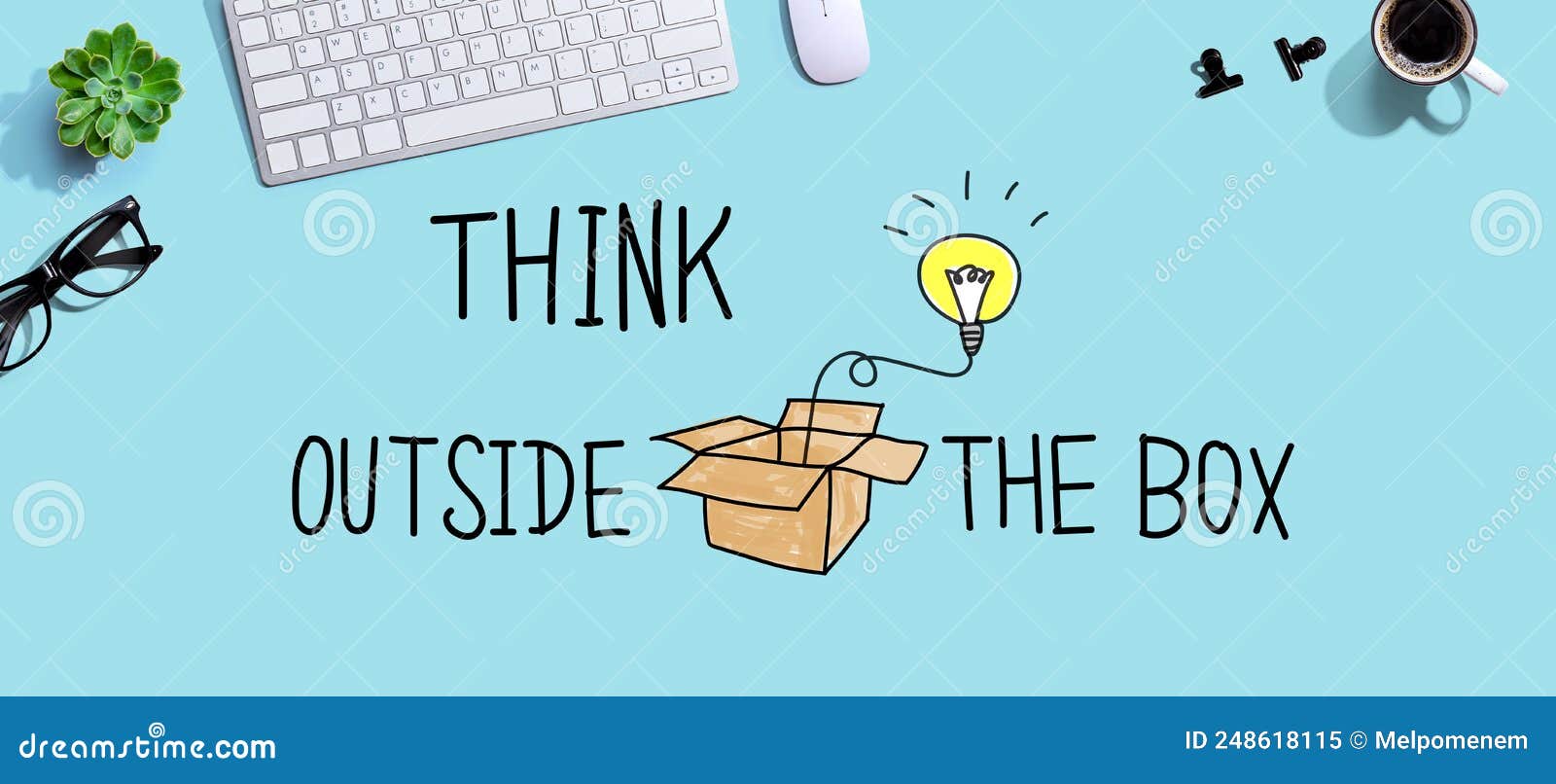 Think Outside the Box with a Computer Keyboard Stock Illustration ...