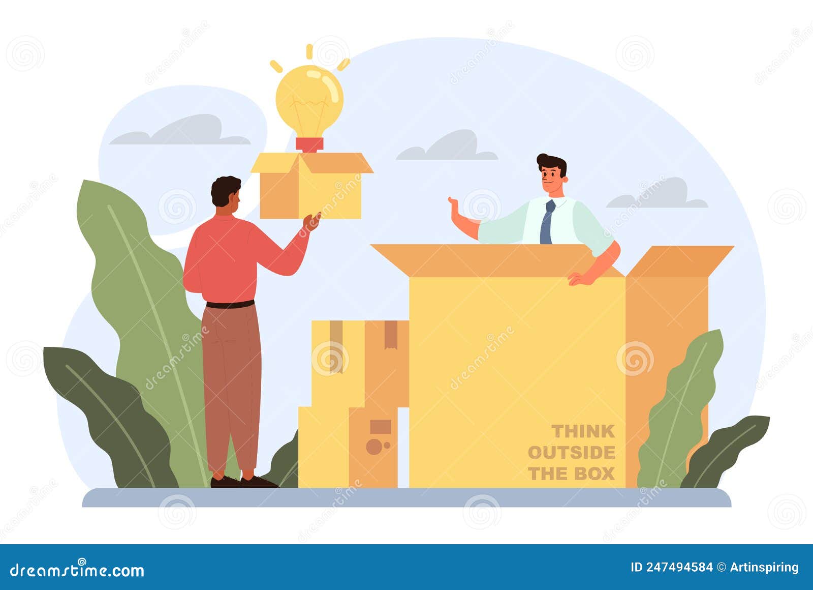 Think Outside the Box Concept. Creativity and Brainstorming Stock ...