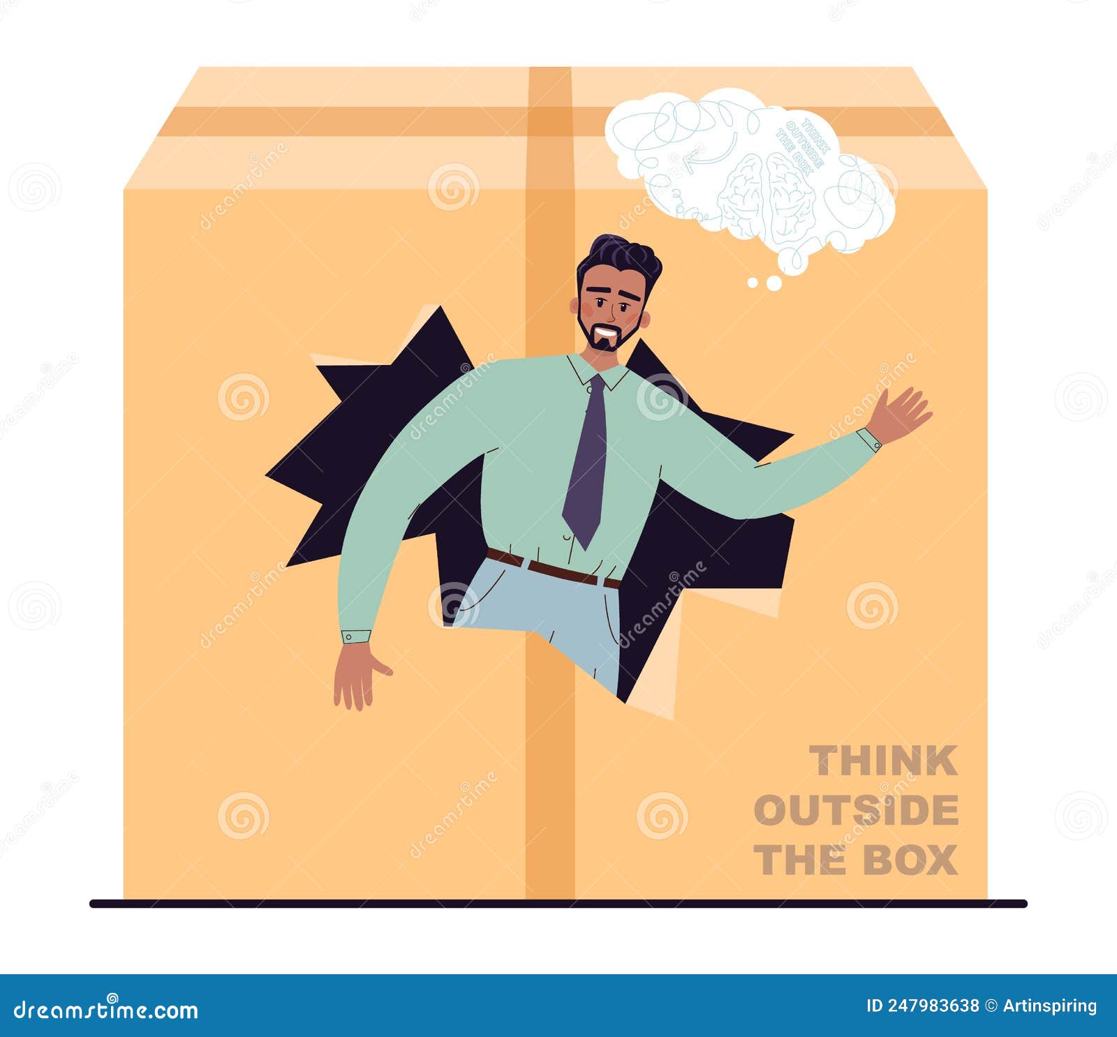 Think Outside the Box Concept. Creativity and Brainstorming Stock ...