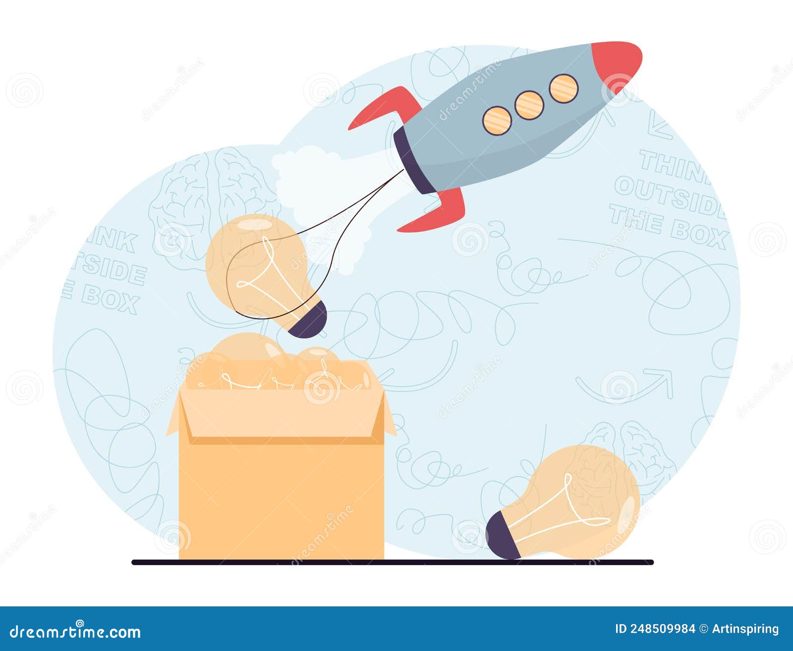 Think Outside the Box Concept. Creativity and Brainstorming Stock Illustration - Illustration of ...