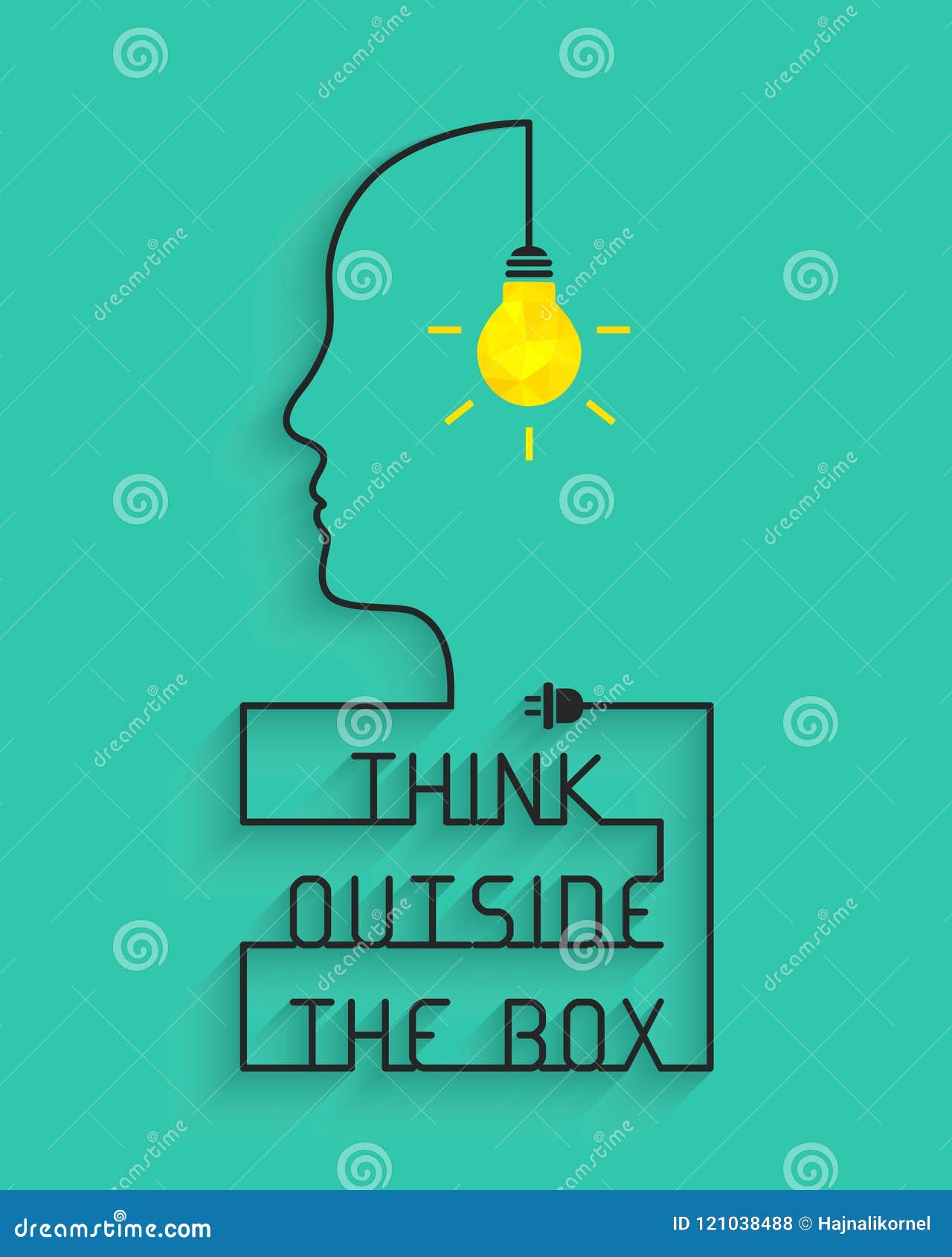 Think Outside the Box Concept with Lightbulb and Head Stock Vector ...
