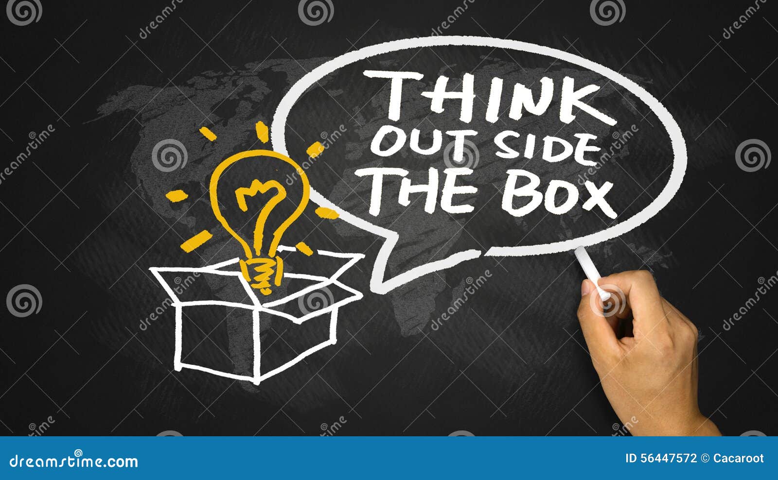 Think Outside the Box Hand Drawing on Blackboard Stock Photo - Image of ...