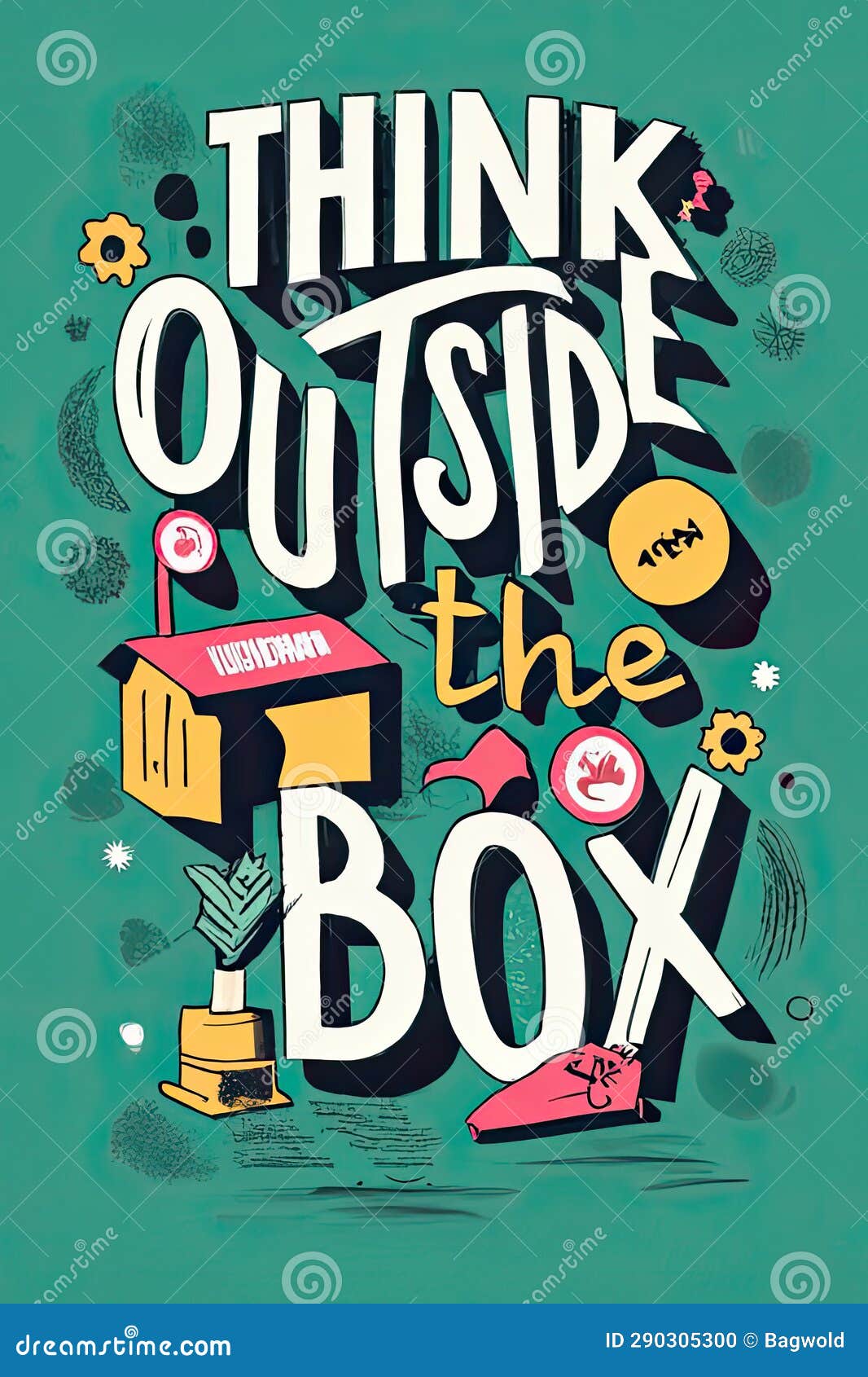 Think Outside the Box Poster Stock Illustration - Illustration of ...