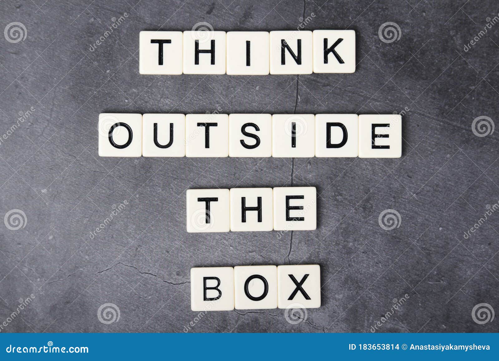 Think Outside the Box Slogan Stock Photo - Image of inspiration ...