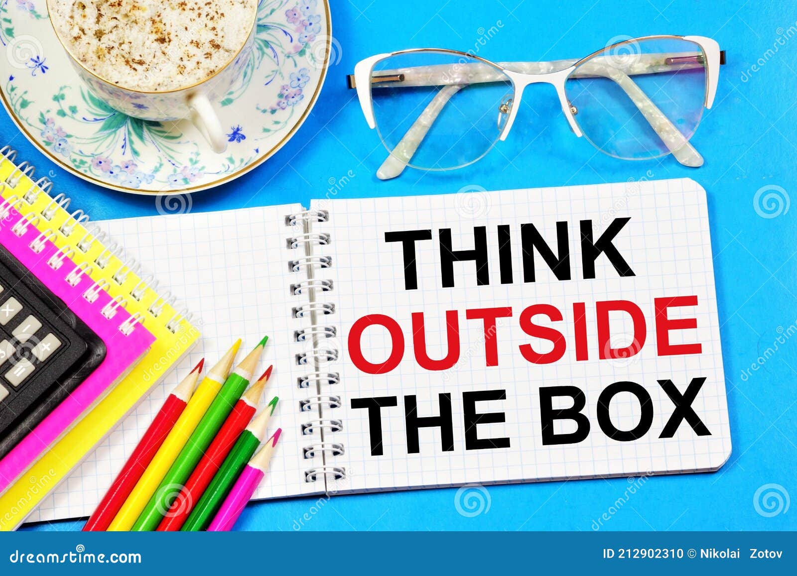 Think Outside the Box. a Text Label in the Planning Notebook Stock ...