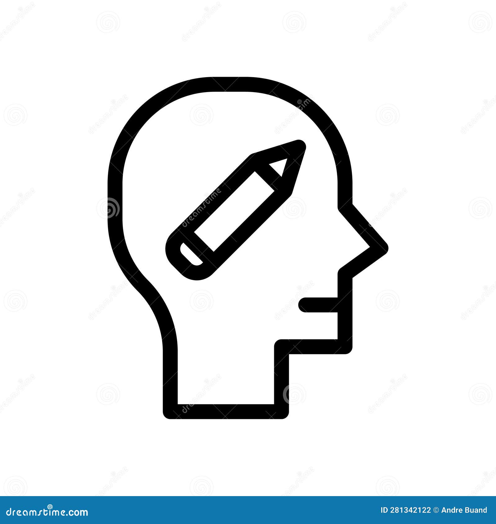 Think Pencil Vector Line Icon Stock Vector - Illustration of business ...