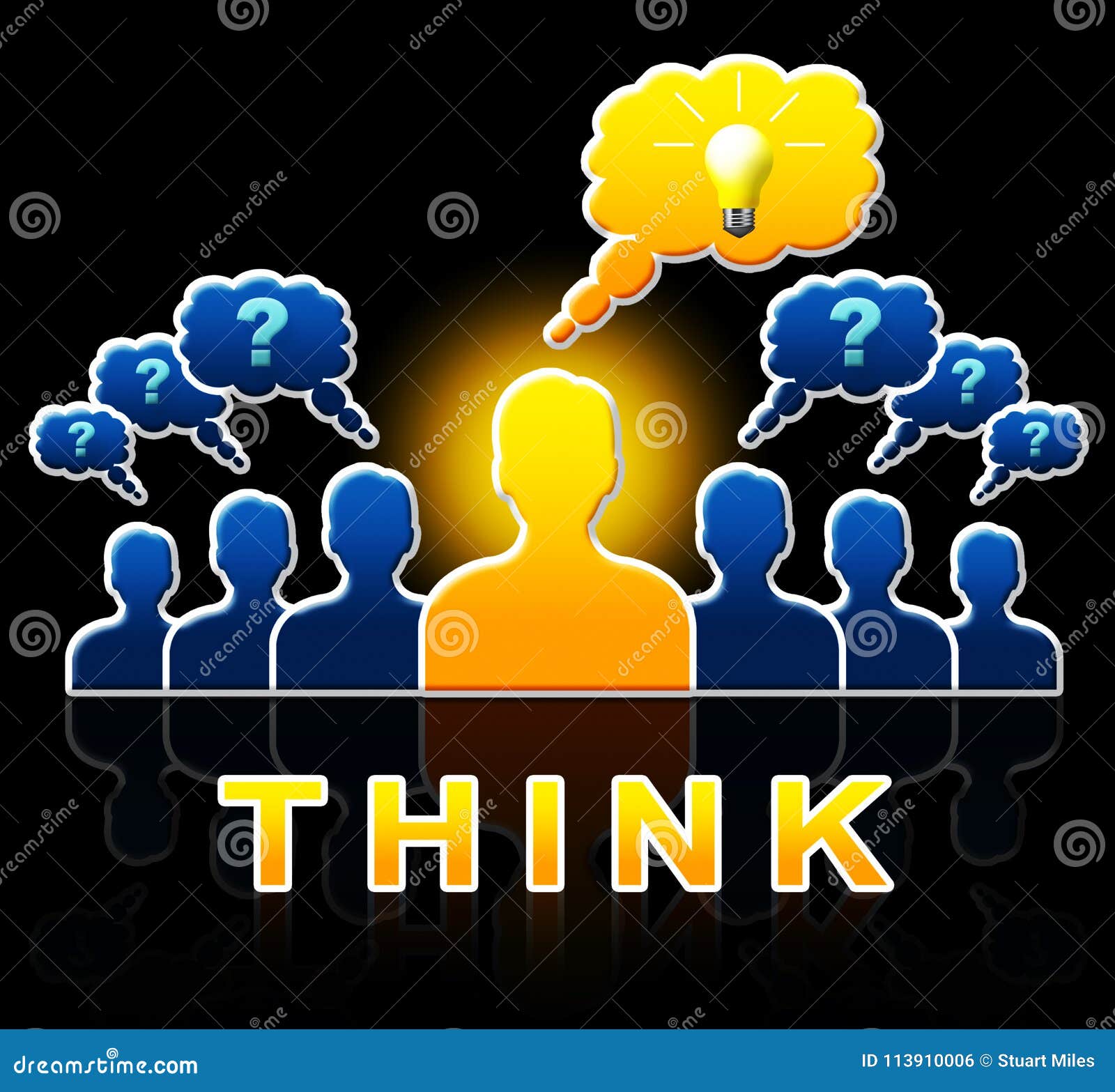 Think People Representing Idea Reflection 3d Illustration Stock ...
