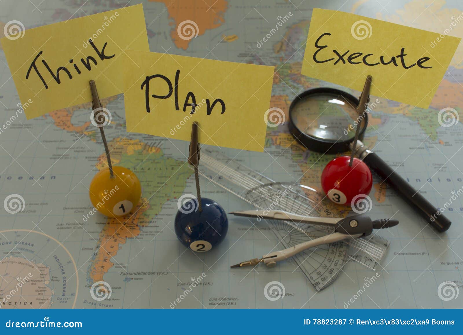 Think, Plan, Execute (Englisch) Stock Image - Image of three, execute ...