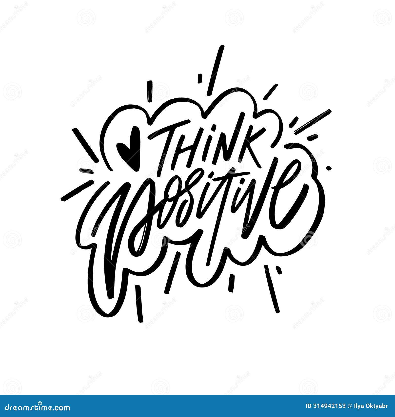 Think Positive Bold Black Lettering on a White Background. Stock ...