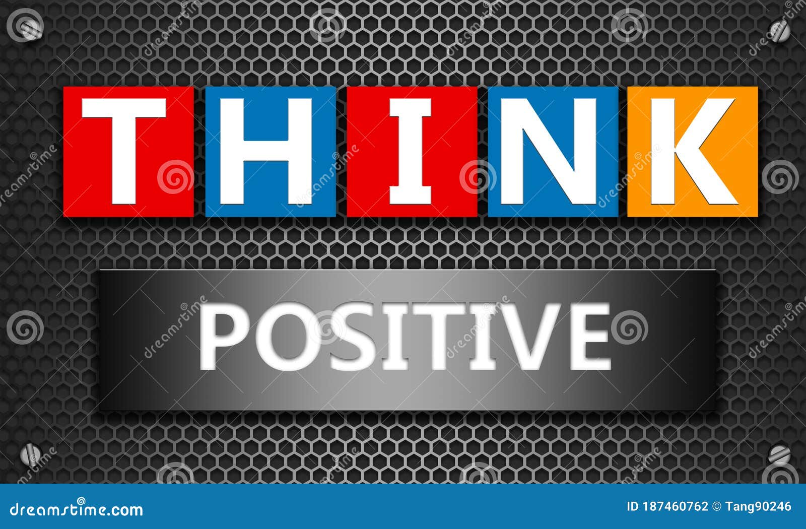 Think Positive Concept on Mesh Hexagon Background Stock Illustration ...