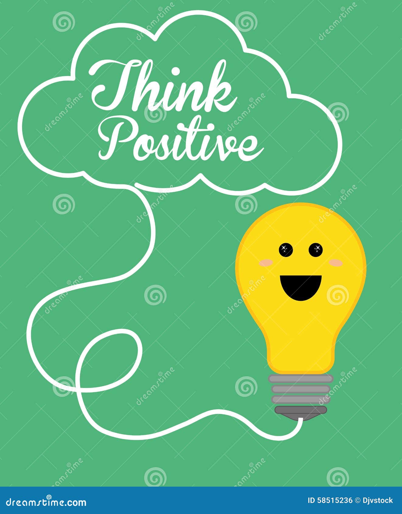 Think positive design. stock vector. Illustration of invention - 58515236