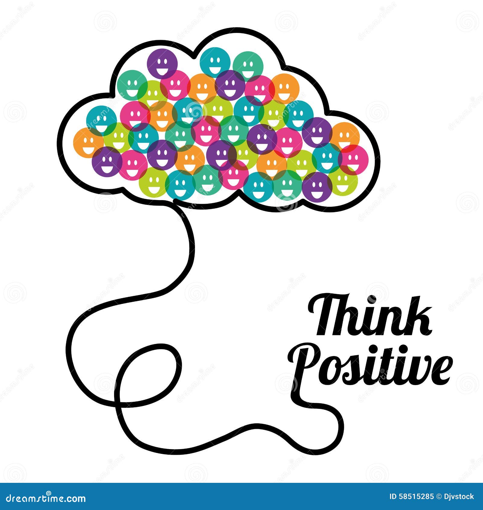 Think positive design. stock vector. Illustration of study - 58515285
