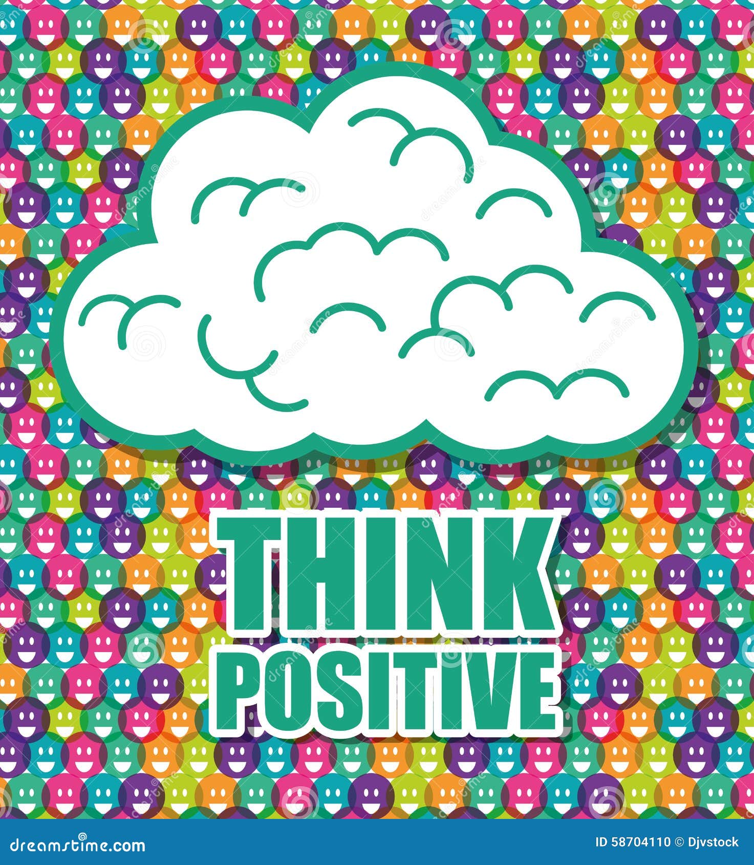 Think positive design. stock vector. Illustration of cartoon - 58704110