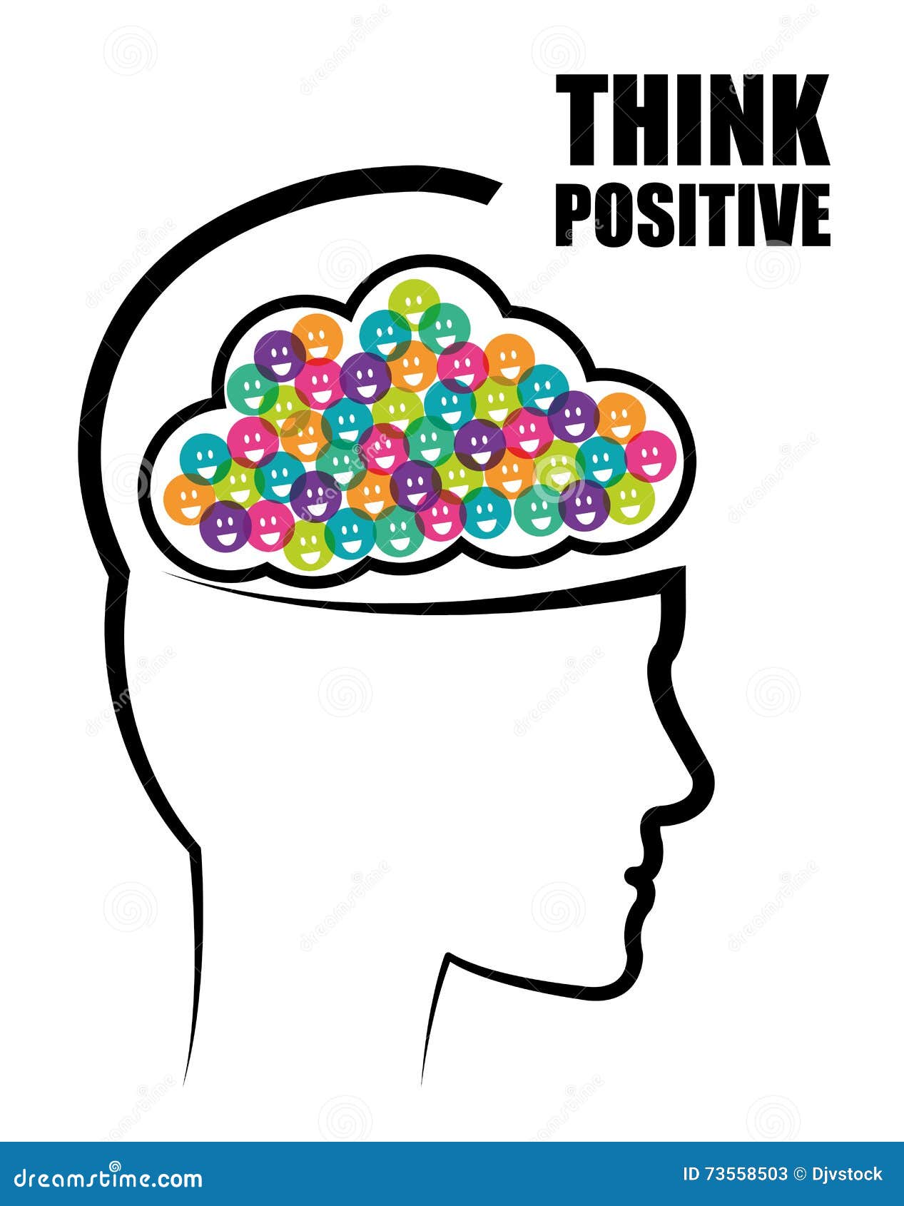 Think positive design. stock vector. Illustration of idea - 73558503