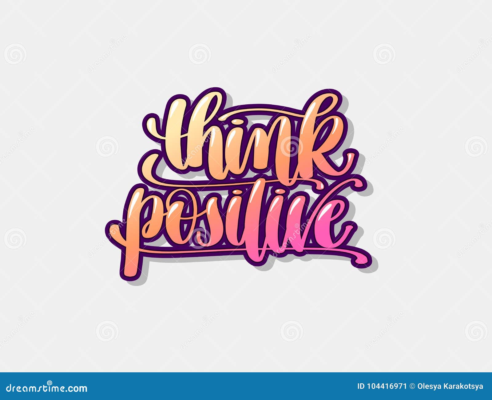 Think Positive Hand Lettering Graffiti Logo Poster Cartoon Vector ...