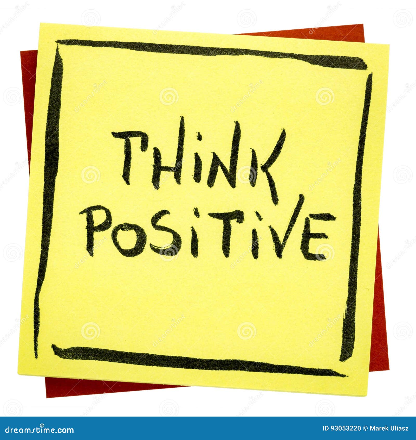 Think Positive Inspirational Reminder Stock Photo - Image of sticky ...