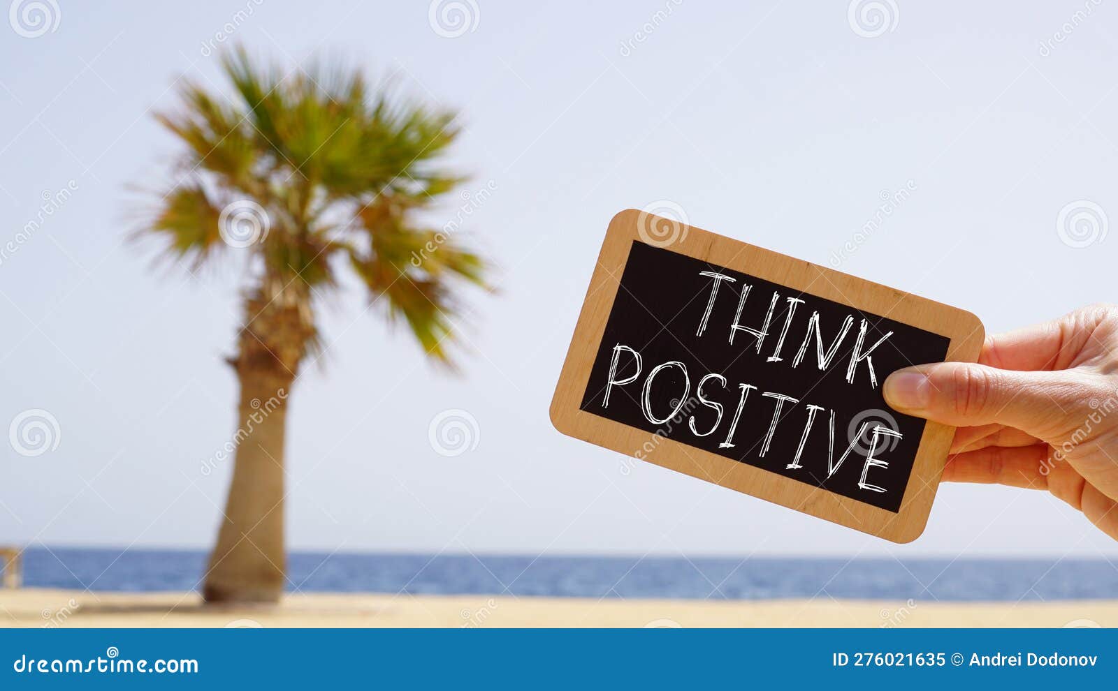 Think Positive is Shown Using the Text and Photo of Beach Stock Image ...