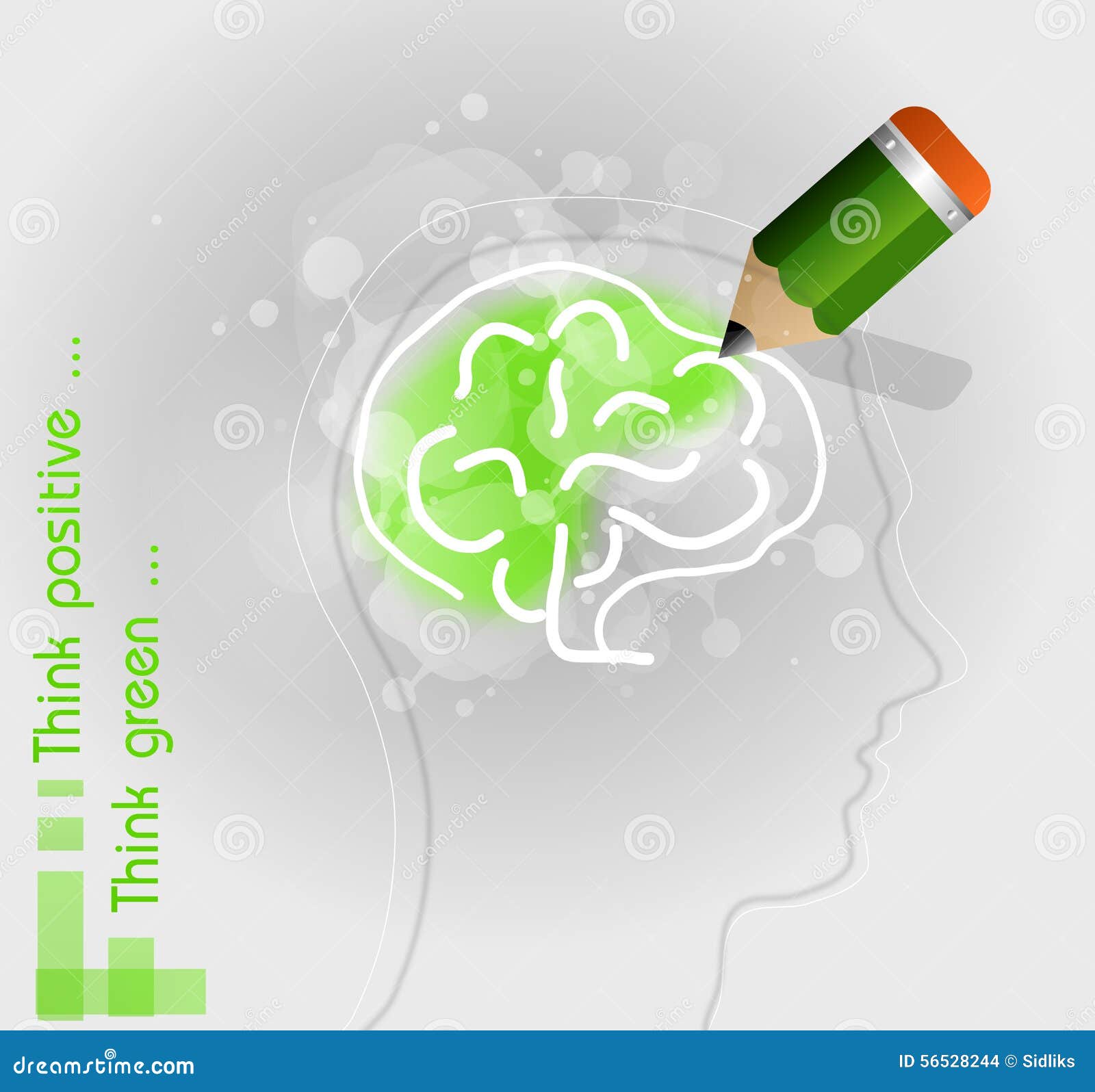 Think Positive, Think Green Stock Illustration - Illustration of shadow ...