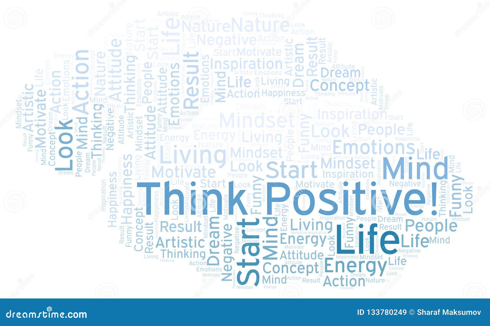 Think Positive! Word Cloud, Made with Text only Stock Illustration ...
